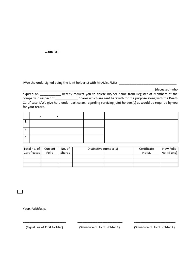 05 Deletion of Name of The Deceased Shareholder | PDF