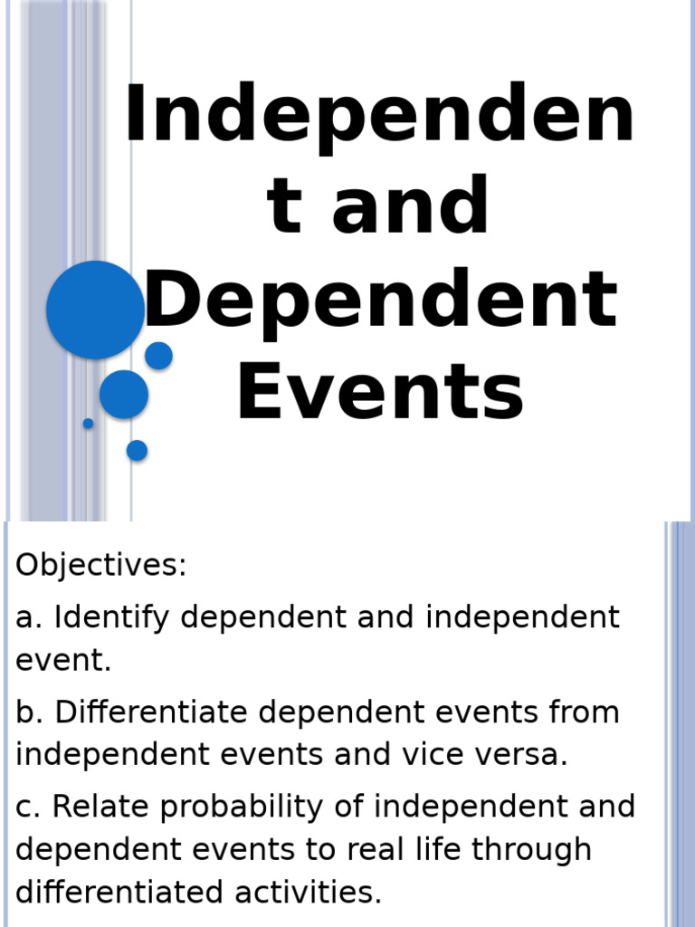4 Independent and Dependent Events Glo 2024 2025 | PDF | Probability ...