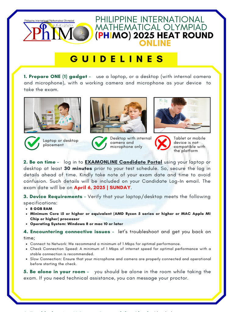 PHIMO 2025 Heat Round Guidelines | PDF | Laptop | Desktop Computer
