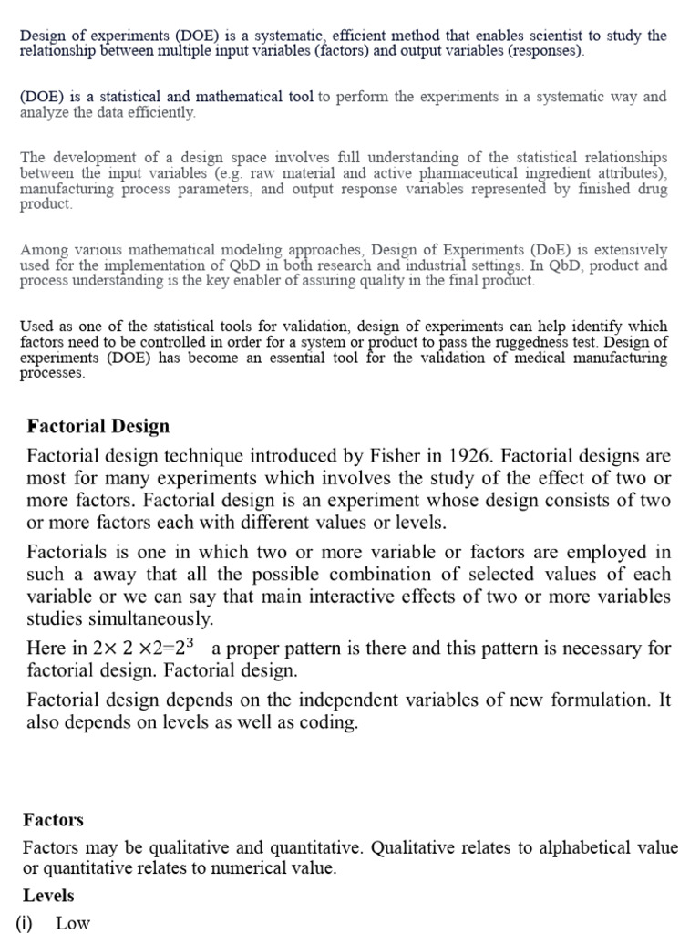 Design of Experiments Overview | PDF | Experiment | Design Of Experiments