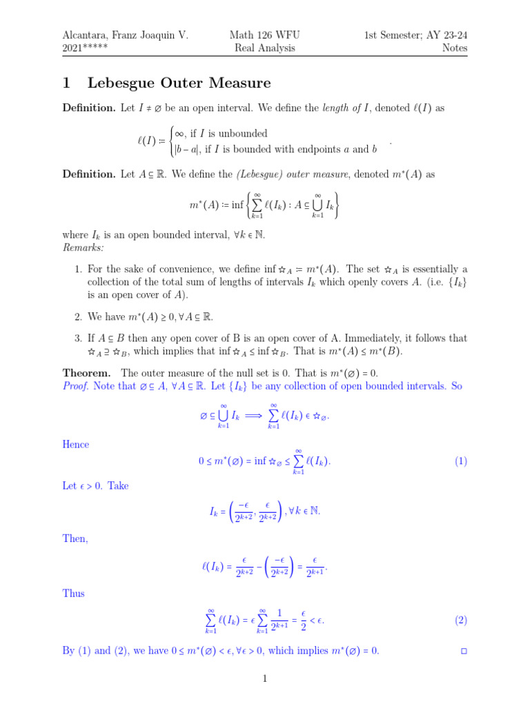 Session 1 - 2. Outer Measure Part I | PDF | Interval (Mathematics ...