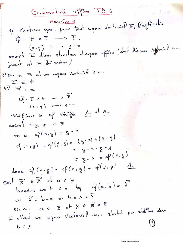 Td1 Géométrie Affine | PDF