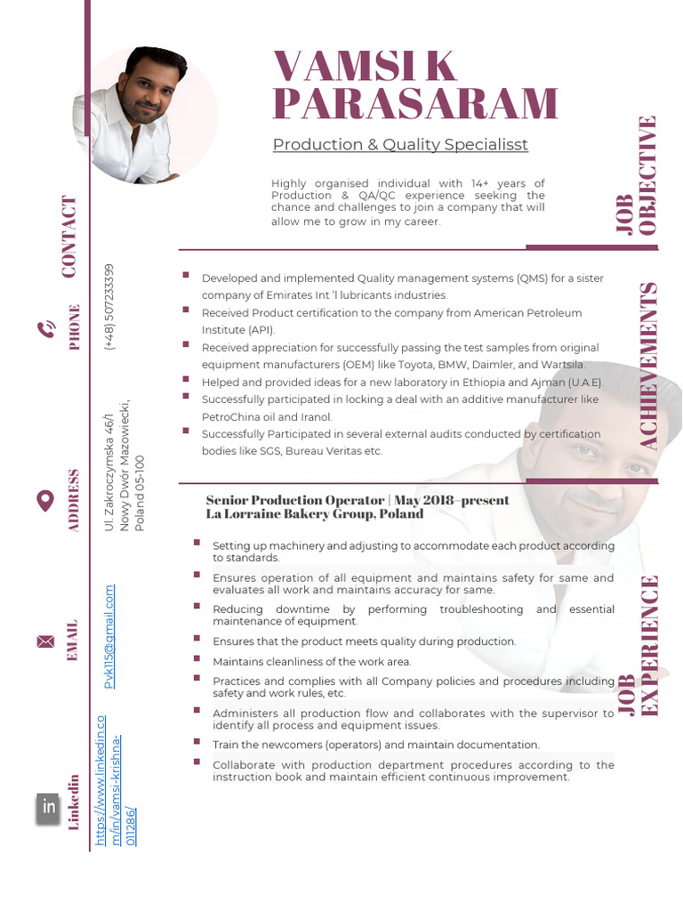 Vamsi CV Senior Operator | PDF | Laboratories