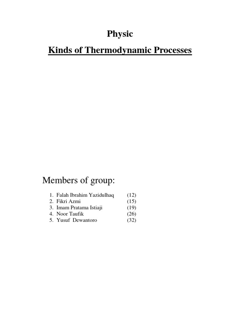 Kinds of Thermodynamic Processes | PDF | Heat | Gases