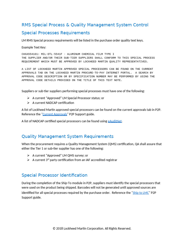 Rms Quality Special Processes | PDF