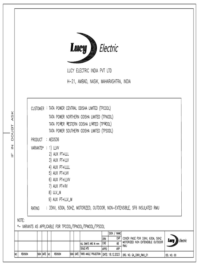 33kv Aegis Rmu Drawing | PDF