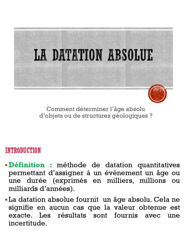 Méthodes de Datation Absolue des Roches | PDF | Éléments chimiques ...