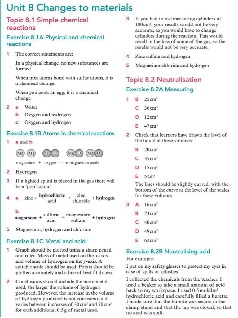 Chapter 8 - Changes To Materials WB Answers | PDF