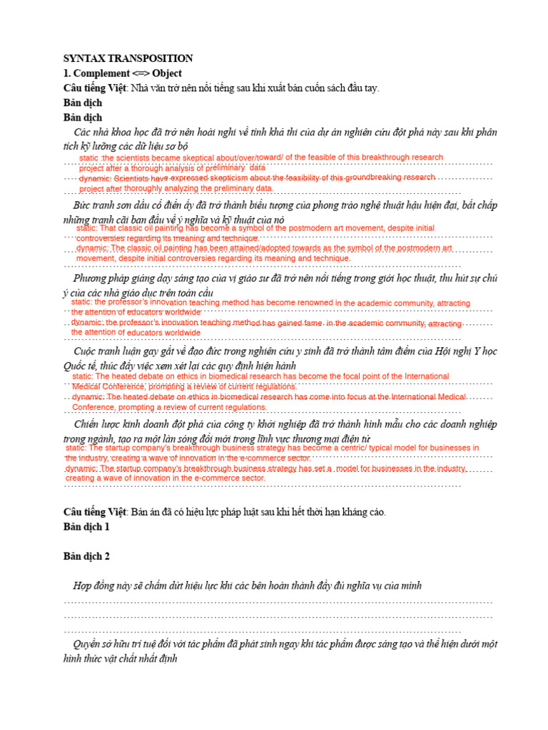 Syntax Transposition | PDF