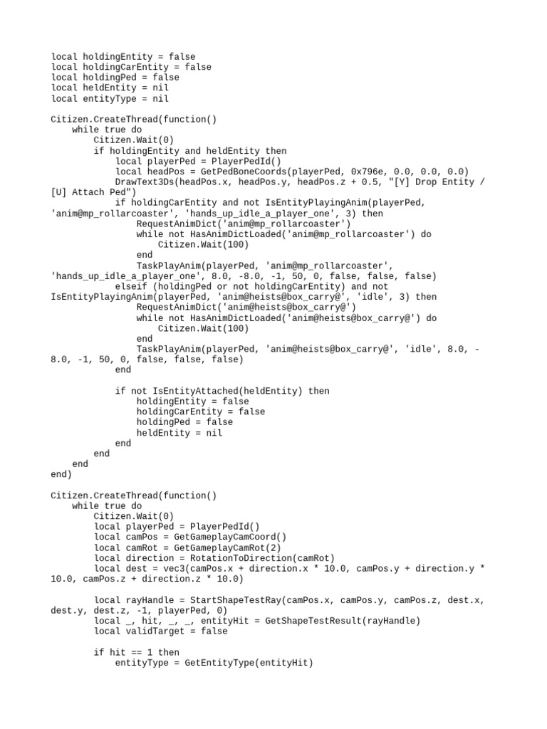 Script Pickup Props Fivem Lua | PDF | Computer Programming