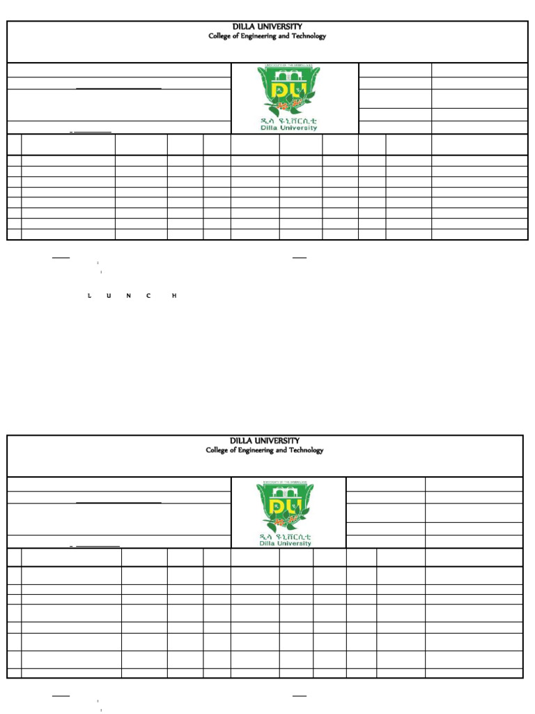 Dilla University CoTM Class Schedule 2024 | PDF | Engineering
