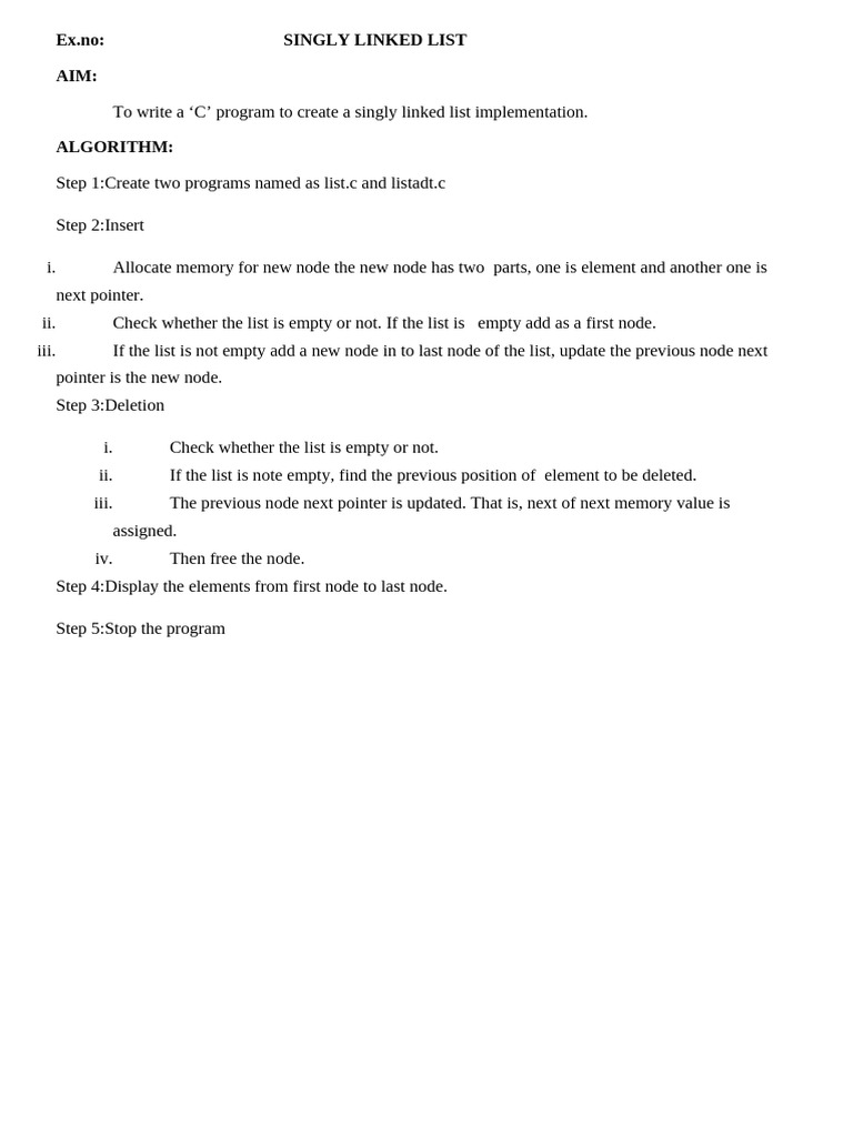 C Program for Linked List Implementation | PDF | Pointer (Computer ...