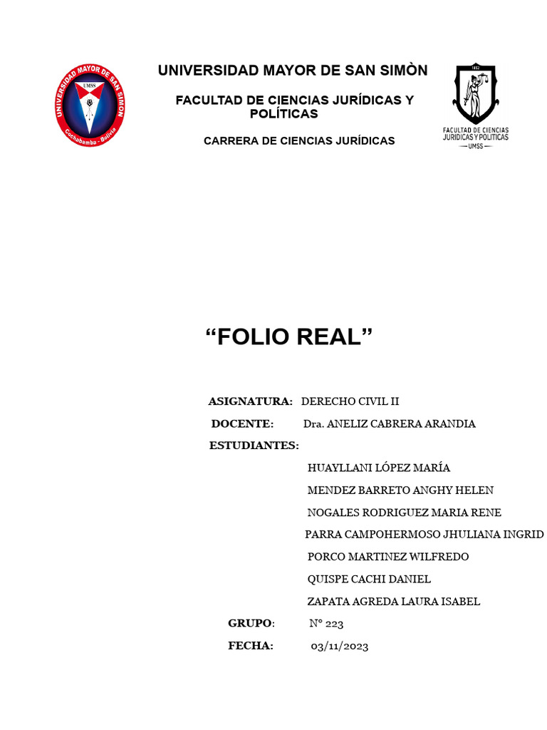 Civil II INFORME FOLIO REAL | PDF | Propiedad | Justicia