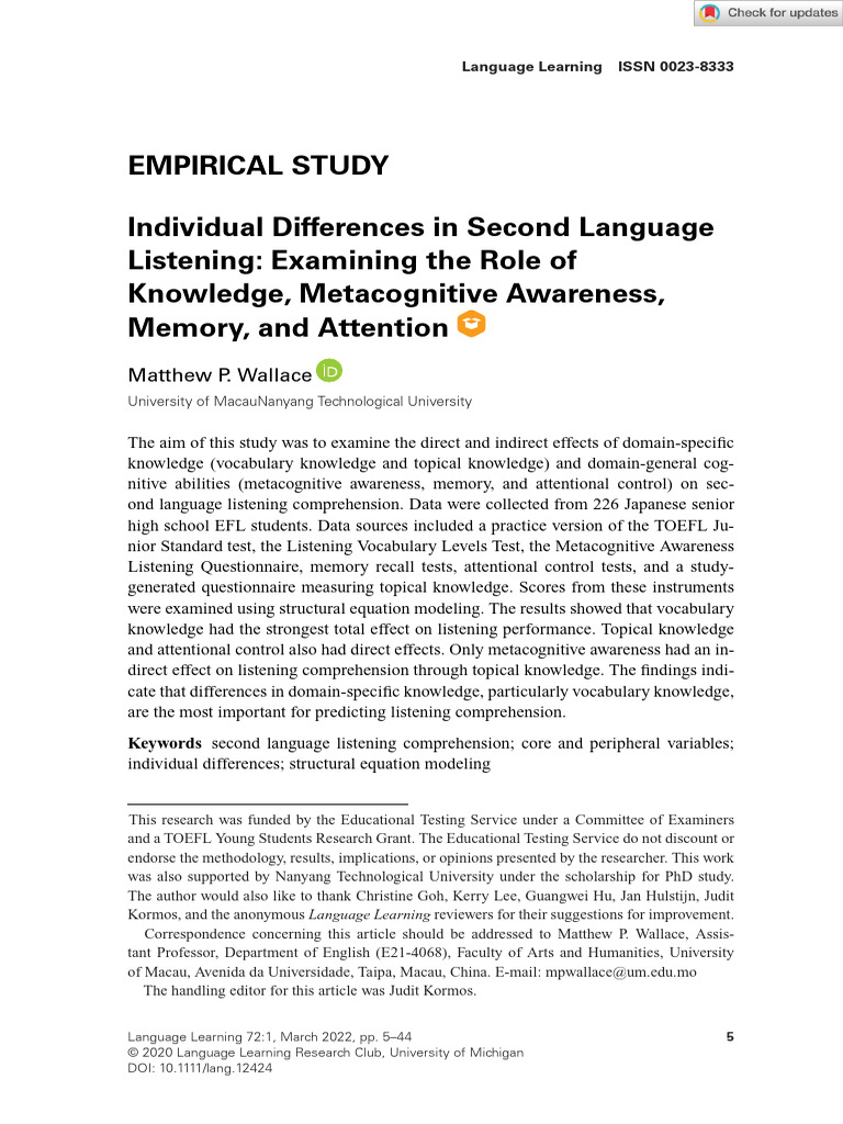 Language Learning 2020 Wallace Individual Differences In Second 4821