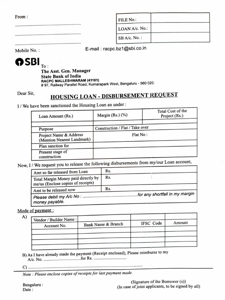 Sbi Disbursement Request Form | PDF | Business | Payments