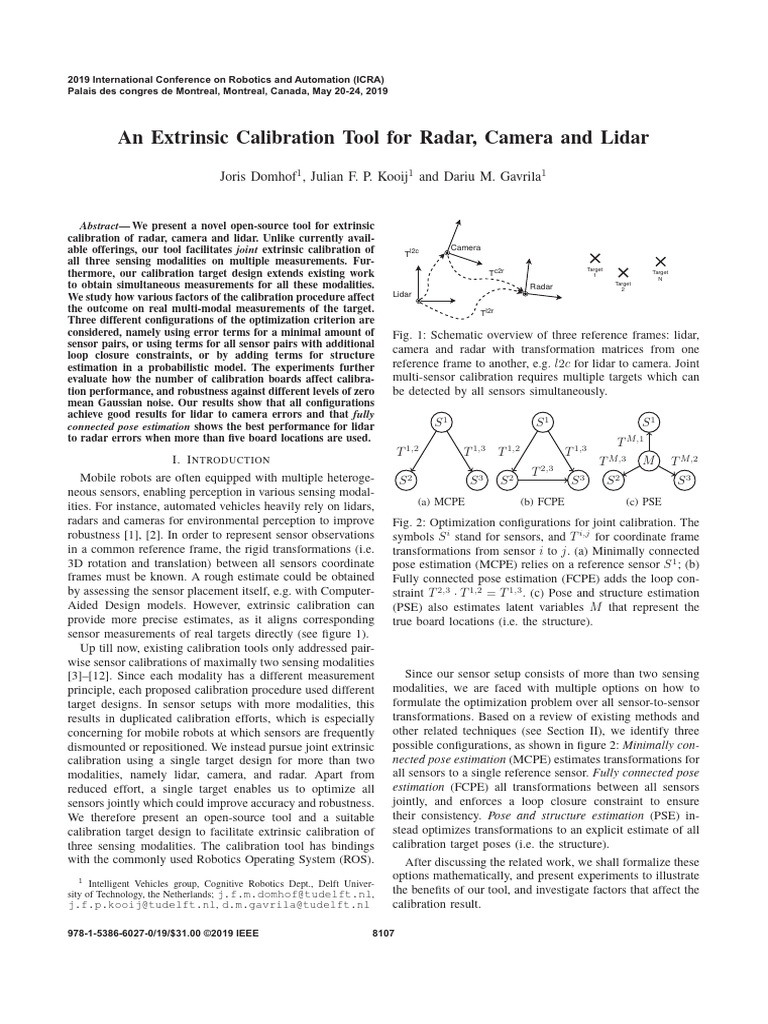 Multi-Sensor Calibration Tool: Radar, Camera, Lidar | PDF | Lidar
