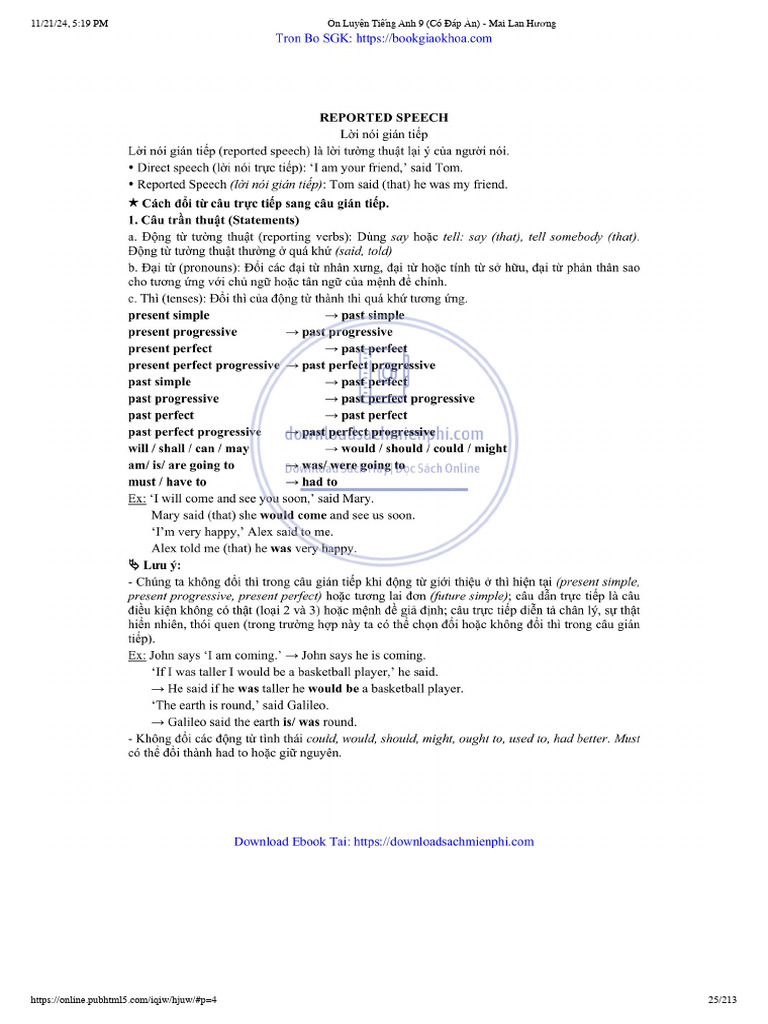 Reported Speech 1 | PDF