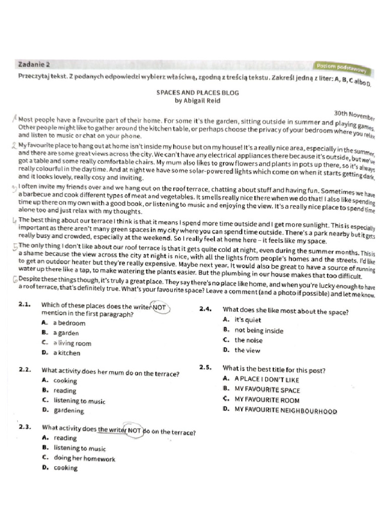 Spaces and places - reading (basic) | PDF