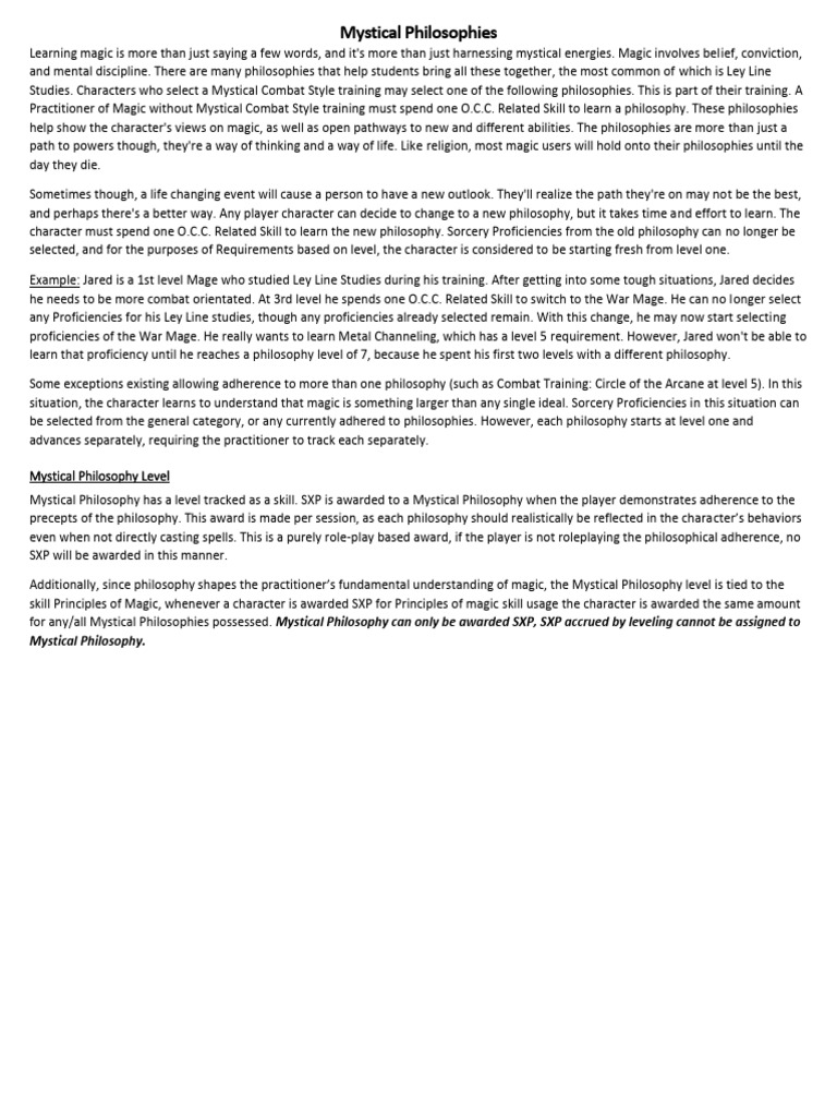 4-Magic Philosophies proficiencies-Megaversal v4 | PDF | Magician ...