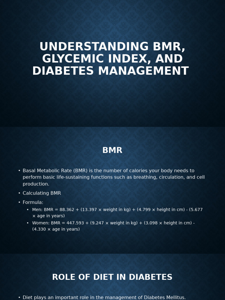 Understanding BMR, Glycemic Diet, and Diabetes Management | PDF ...