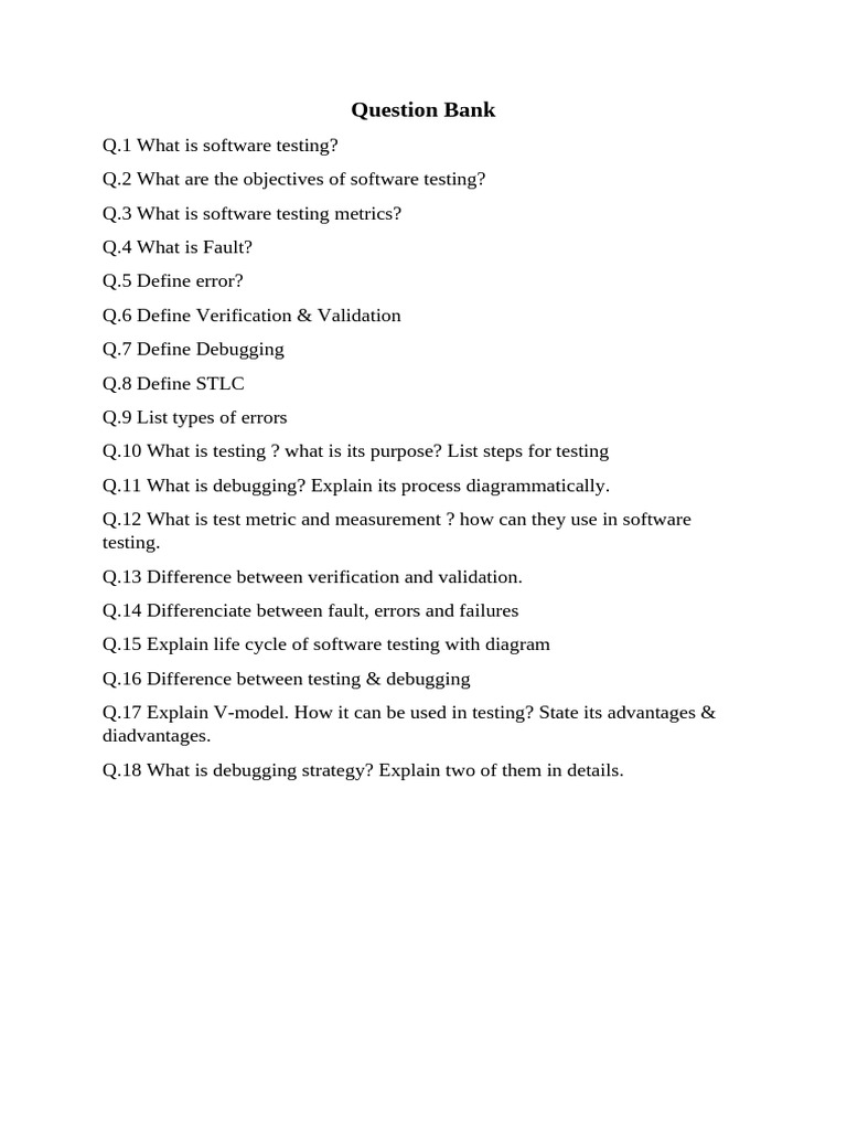 TYBSC CS Soft Testing Question Bank | PDF