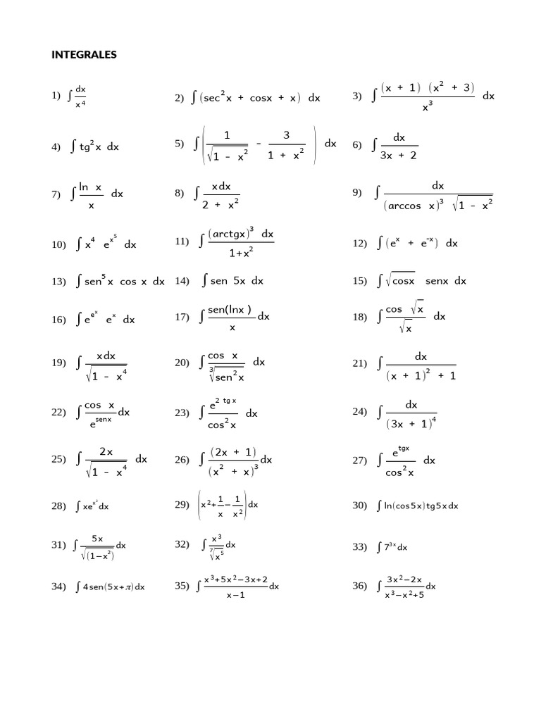 Hoja Integrales | PDF