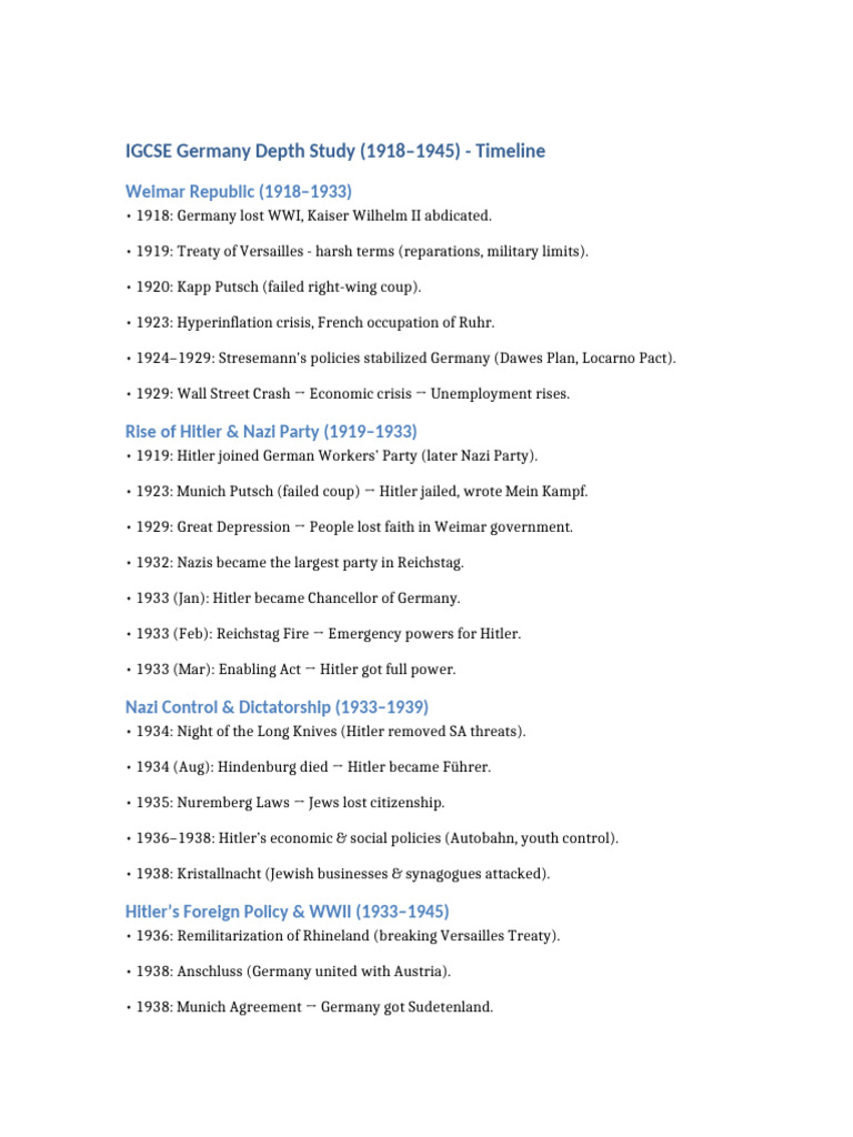 IGCSE Germany Timeline | PDF