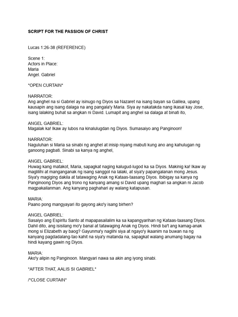 Script For The Passion of Christ | PDF