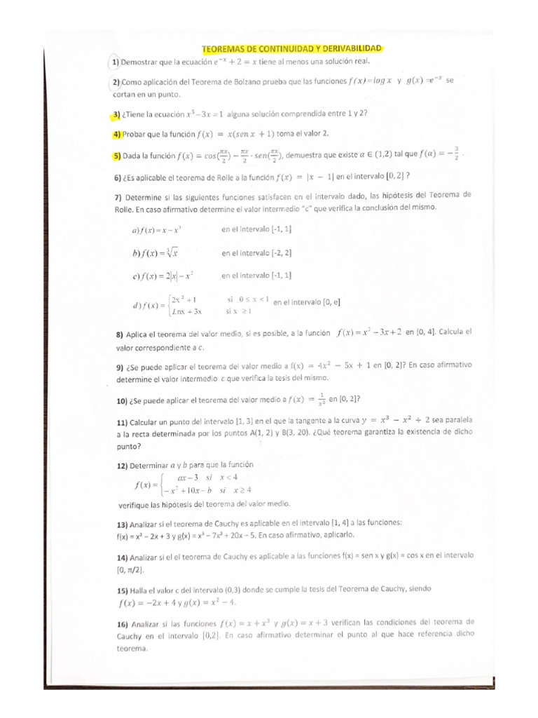Teoremas de Continuidad y Derivabilidad | PDF