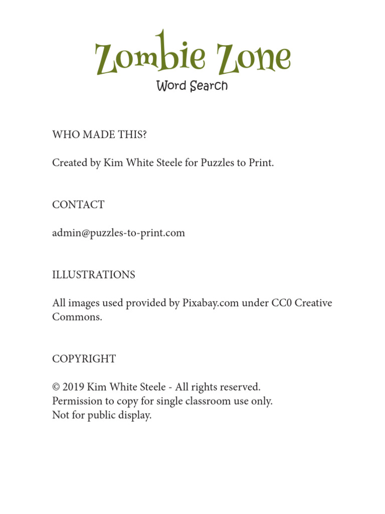 zombie-word-search | PDF | Word Search | Word Puzzles