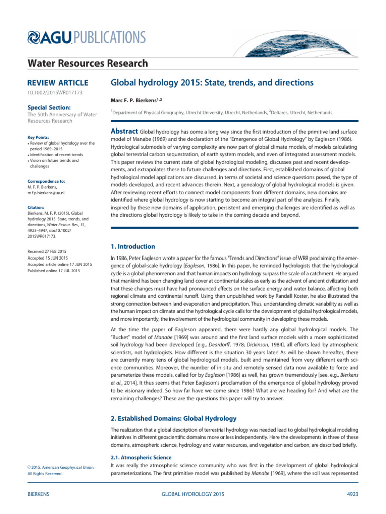 Global Hydrology Trends and Future Directions | PDF | Hydrology | Climate