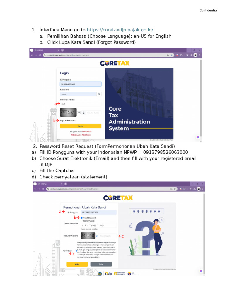 Coretax Password Reset Guide | PDF