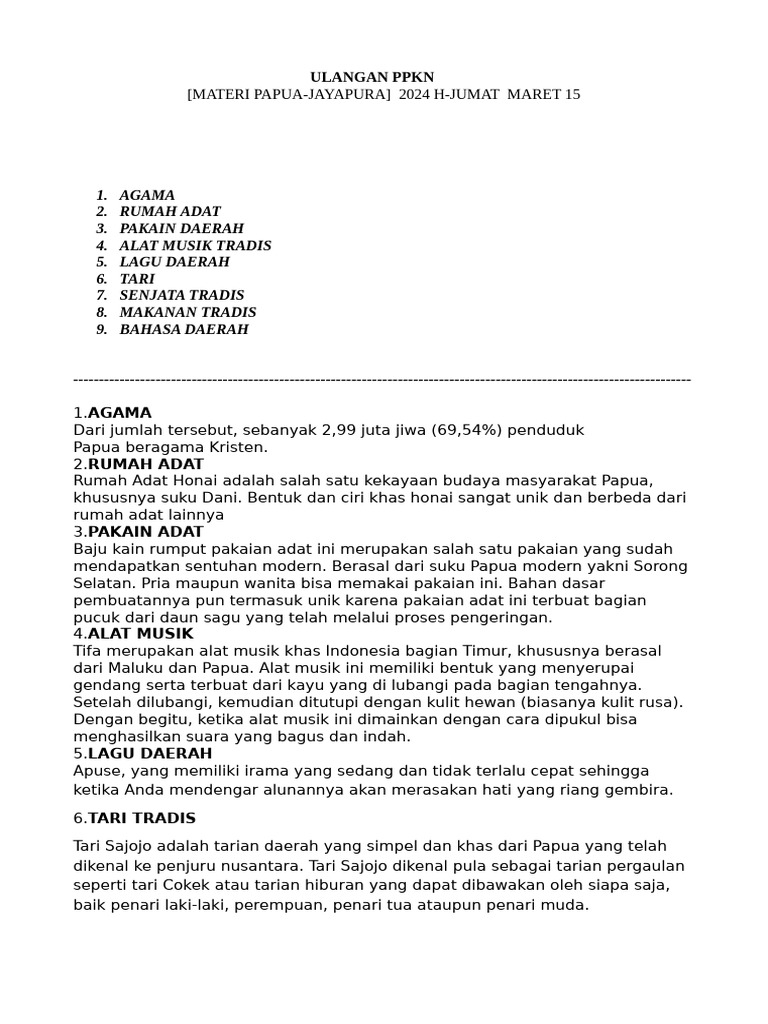 Ulangan PPKN 2024 Adri 5c | PDF