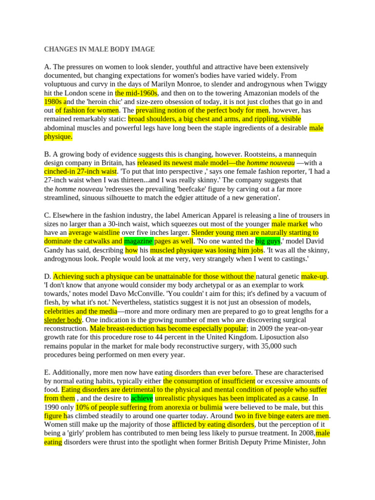 Evolving Male Body Image Trends | PDF | Body Image | Physical ...