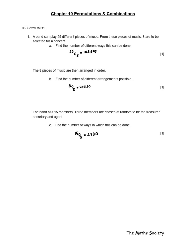 Chapter-10-Permutations-and-Combinations | PDF | Mathematics