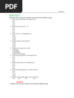 Grade 4 PEPT Sample Test with Answers | PDF | English Language