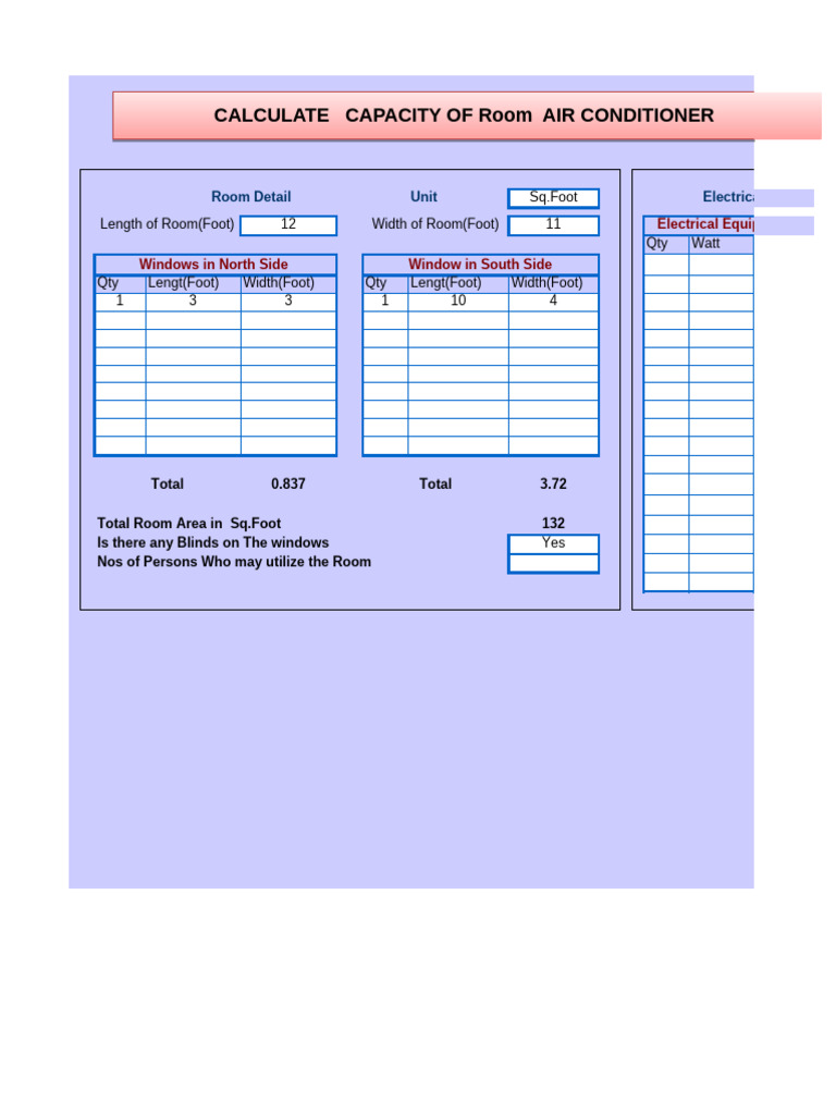 Calculate Capacity of Room Air Conditioners | PDF | Air Conditioning ...