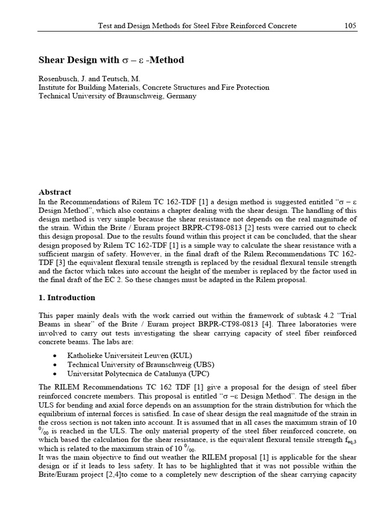 RILEM Stress-Strain Design Method - Shear Design | PDF | Fracture ...