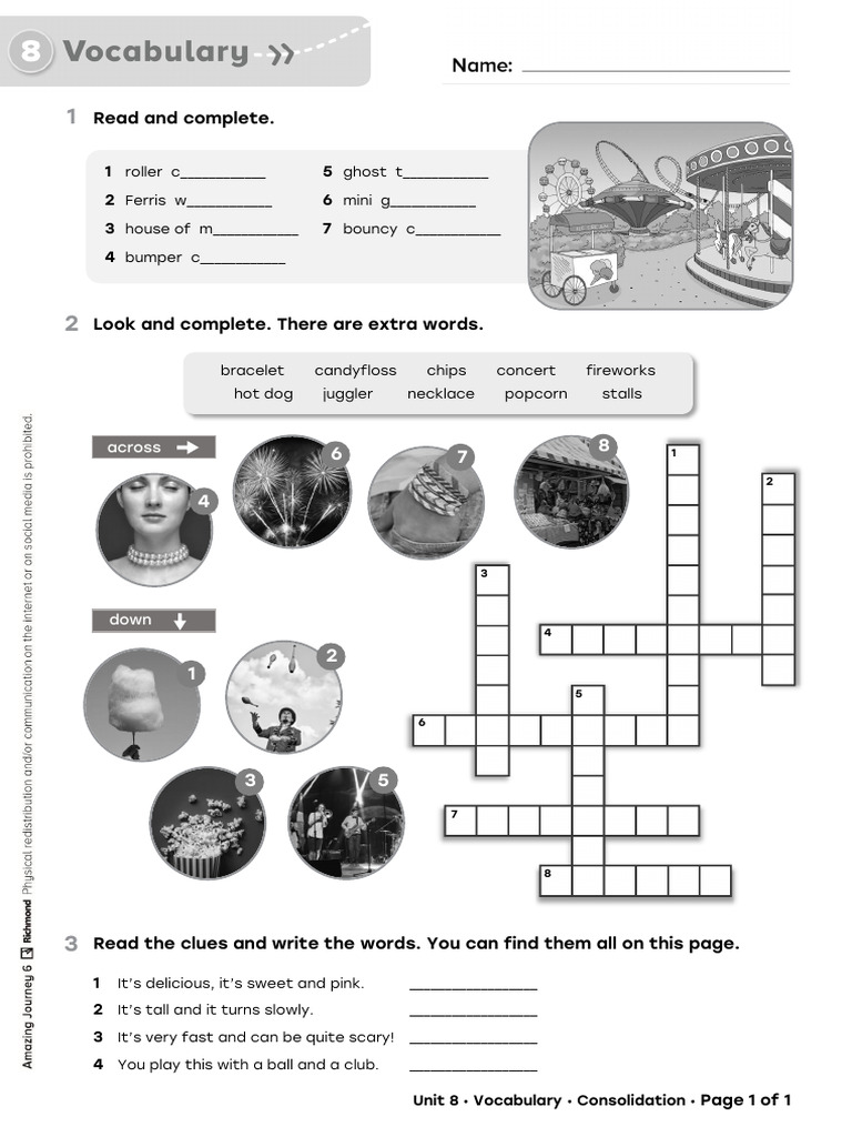 Amazing Journey 6 Unit 8 Vocabulary Consolidation | PDF