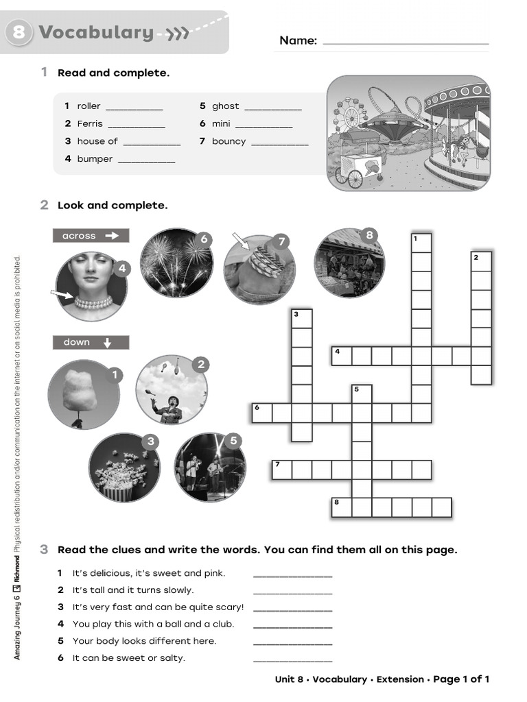 Amazing Journey 6 Unit 8 Vocabulary Extension | PDF