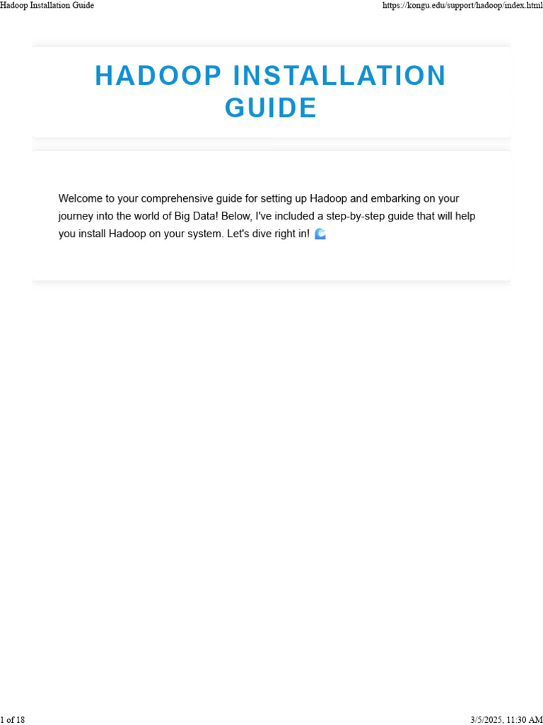 Hadoop Installation Guide | PDF | Apache Hadoop | Sudo