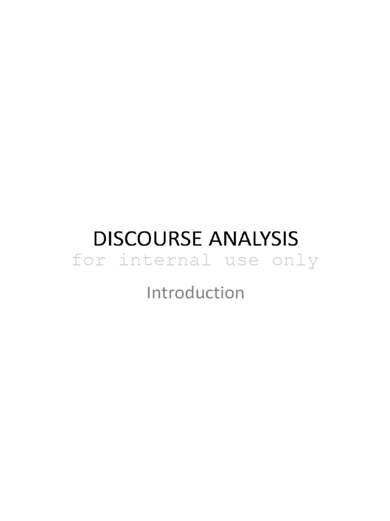 1 Discourse Analysis Intro SVWM | PDF
