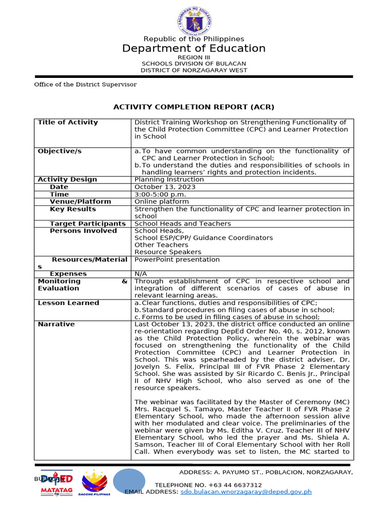 ACR-Child-Protection-Policy | PDF | Learning | Cognition