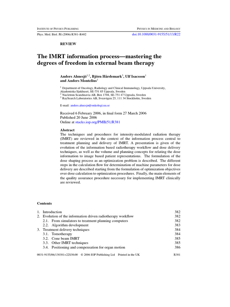 Ahnesjö Et Al. - 2006 - The IMRT Information Process - Mastering The ...