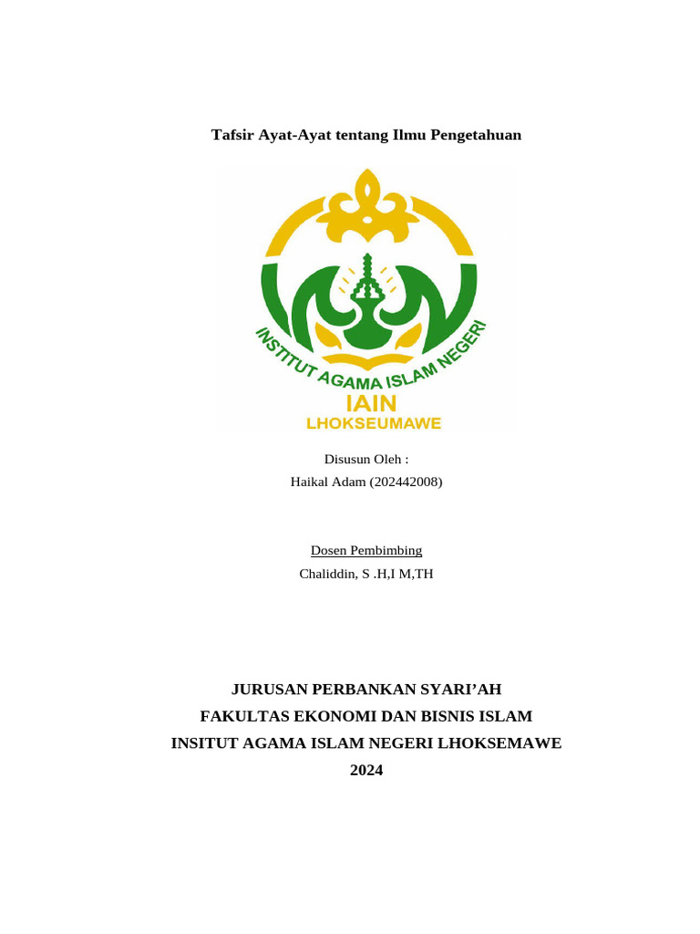 Makalah Tafsir Ayat-Ayat Tentang Ilmu Pengetahuan | PDF