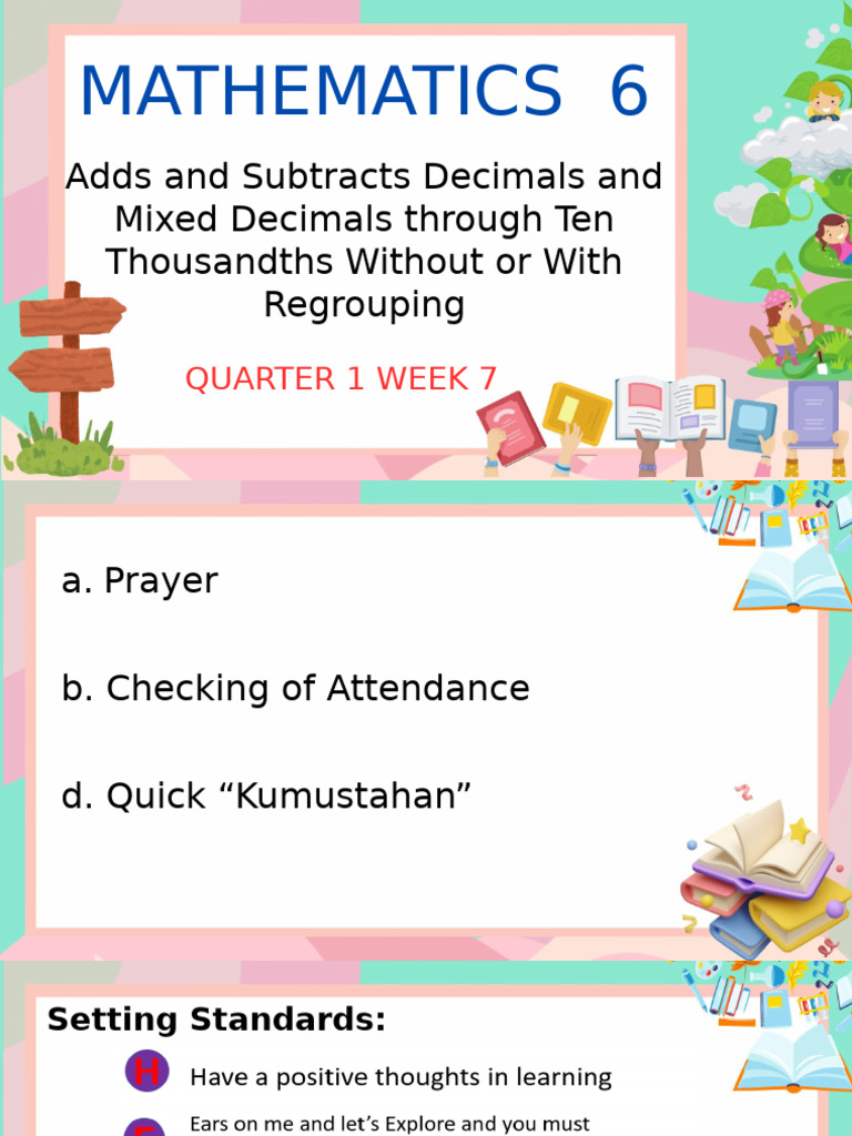 Cot q1 Mathematics 6 Week7 | PDF | Subtraction | Mathematics