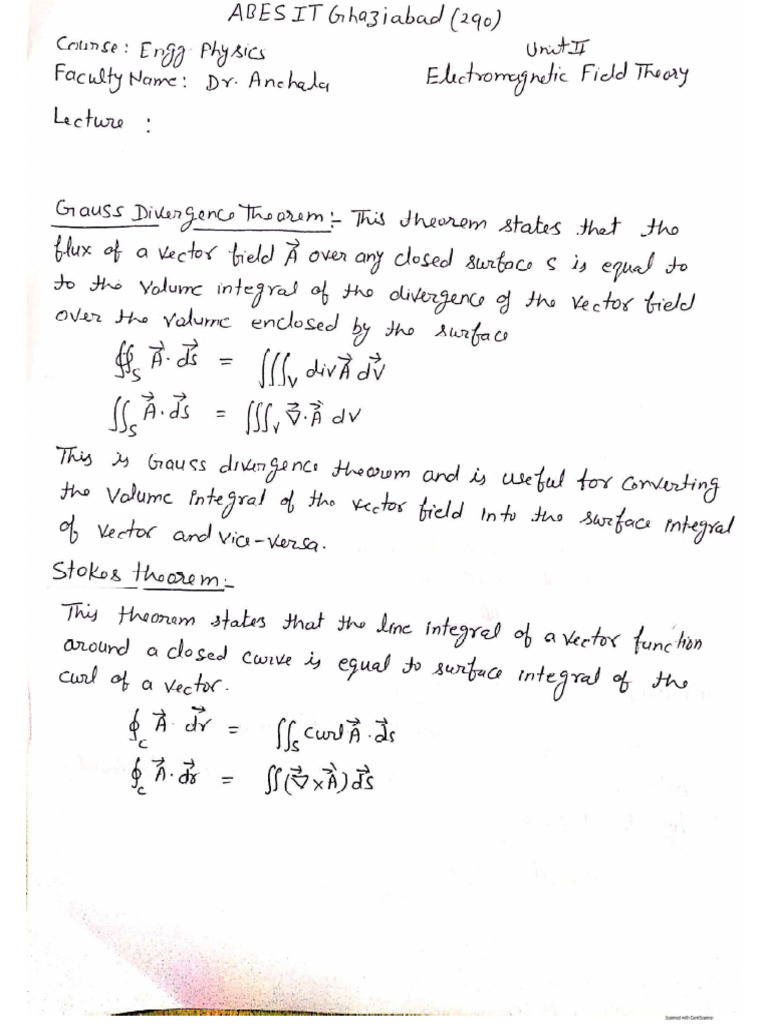 Engg. Physics Unit - 2 Electromagnetic Field Theory | PDF
