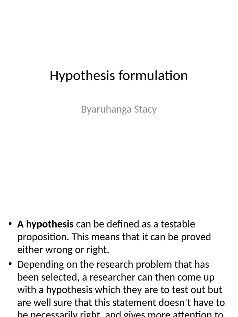 Hypothesis Formulation | PDF
