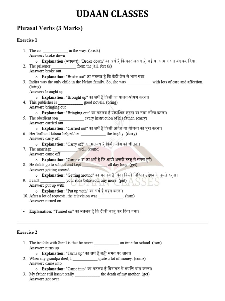 Class 12 English Grammar Exercises | PDF | Sentence (Linguistics ...