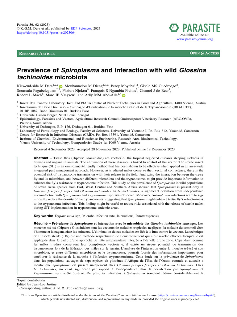 Kiswendsida Et Al 2023 Spiroplasma | PDF | Polymerase Chain Reaction | Real Time Polymerase ...